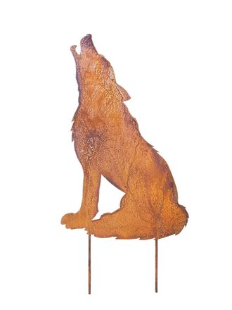 Vosteen Gartenstecker Heulender Wolf Metall Rost Gartendeko Edelrost