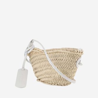 Filippo Catarzi Womens Straw Bag With Logo Natural Shoulder