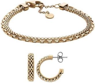 Skagen Bracelet et Boucles dOreilles pour Femme Merete en Acier Inoxydable Doré, Set