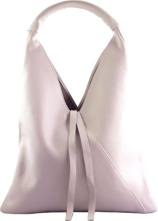 modamoda.de T260 Damen Leder Schultertasche Shopper Elegant Alltagstauglich handmade in Italy, Farbe:Rosabeige