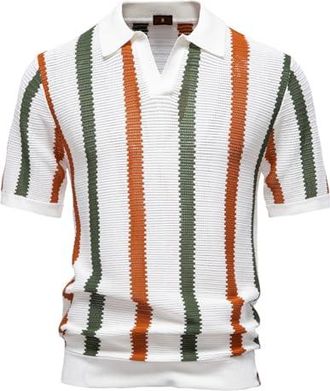 Generic T-shirt ray&eacute; pour homme - Haut de sport basique - Style d&eacute;contract&eacute; - Respirant - En tricot &agrave; manches courtes, blanc, XXL