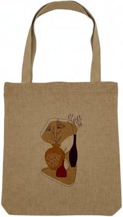 Fabulous Sac Shopping Tote Bag Aspect Lin - Line art Poterie Minimale Minimaliste Illustration Design - Sac de Courses Toile Epaisse 360g Beige Naturel Cabas P