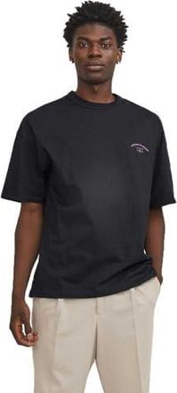 Jack & Jones Jorsantorini T-Shirt Graphique SS Crew Neck, Noir, M Homme