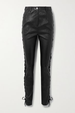 Magda Butrym Eng Geschnittene Hose Aus Leder Mit Schn&uuml;rungen - Schwarz