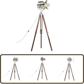 vidaXL Stehleuchte Dreibein Massivholz Mango 180 cm - Vintage Lampe - Stehlampe Wohnzimmer - Holzsäule - Dreibeinständer - Industrielampen