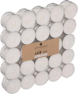 Atmosphera Atmosphera - Lot de 50 bougies bâtons - blanc - 11g