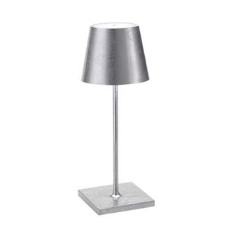 Zafferano Poldina Pro Mini avec Feuille dArgent, Lampe de Table Rechargeable et Sans Fil avec Contr&ocirc;le Tactile, Utilisable comme Lampe dInt&eacute;rieur, Dimmer 2200-3