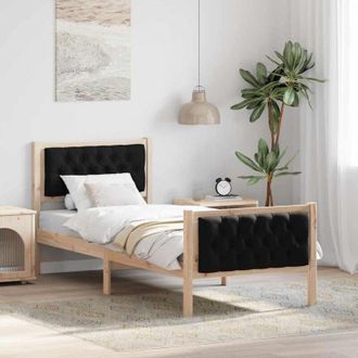 vidaXL Bettrahmen Schwarz 75 x 190 cm Massives Kiefernholz vidaXL