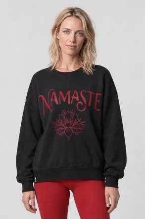 Alife And Kickin Sweatshirt Lotusbl&uuml;te unter dem NAMASTE-Schriftzug, breite Rippb&uuml;ndchen