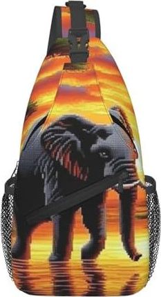 Generic Sac &agrave; bandouli&egrave;re motif &eacute;l&eacute;phant coucher de soleil pour homme