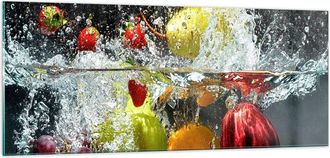 Arttor Panorama Bilder auf Glas 100x40cm Glasbild Früchte Wasser Spritzer Essen Groß Wanddeko Bild im Glas Schlafzimmer Küche Wandbilder Dekoration Wohnzimme