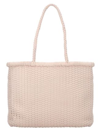 Dragon Diffusion Womens Shoulder Bag B Weave Beige Leather
