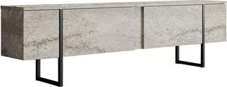Hanah Home Meuble TV en bois Luxe - 180 x 30 x 50 cm - TravertinNoir