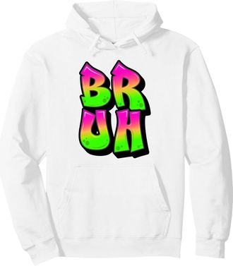 BDAZ Bruh Graffiti, rosa-gr&uuml;ne Grafik Pullover Hoodie