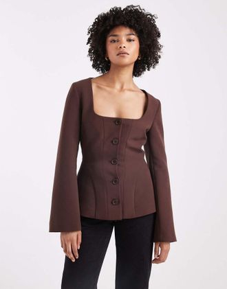 Asos Taillierter Korsett-Blazer in Schokobraun-Brown