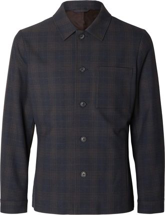 Selected SELETED HOMME Herren SLH-Robert des HYBRID BLZ NOOS Jacke, Navy Blazer/Checks:Brown, M