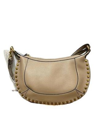 Generico MINNI MOON Sac bandoulière pour femme, couleurs noir, camel, beige ou écru, 23 x 30 x 9 cm, design avec clous dorés, fermeture éclair, usage quotidien