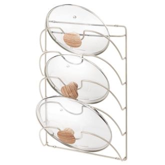 mDesign vertikaler Topfdeckelhalter - praktische K&uuml;chenutensilien f&uuml;r Topf- und Pfannendeckel - handliches K&uuml;chenzubeh&ouml;r aus Metall - mattsilberfarben