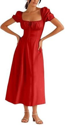 Generic Robes amincissantes 2026 pour femme, costume m&eacute;di&eacute;val &agrave; manches courtes ann&eacute;es 1700, Rouge, XXL