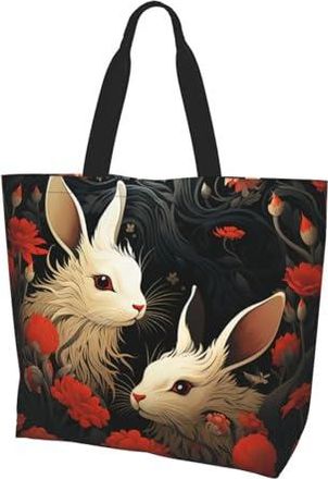 Generic Lapin Qui Sort La T&ecirc;te Sac Fourre-Tout L&eacute;ger Tote Bag Grand Sac A Main Femmes Pour Gym Quotidienne Shopping