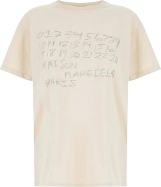 Maison Margiela Homme, Tops, Blanc, Taille: XL T-shirt Num&eacute;rique en Coton