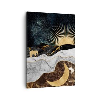 Arttor Bilder auf Leinwand Art Deco Mond Sonne Leinwandbild mit Rahmen 50x70cm Wandbilder Dekoration Wohnzimmer Schlafzimmer K&uuml;che Deko Gro&szlig; Wanddeko Bild Wa