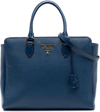 Prada Hobo Bags - Soft Calf Trimmed Saffiano Zippered Convertible To - Gr. unisize - in Blau - f&uuml;r Damen