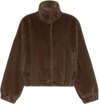 Max Mara Veste en fausse fourrure &agrave; bords &eacute;lastiqu&eacute;s - Femme - Vestes - Brun - Taille: 36 FR