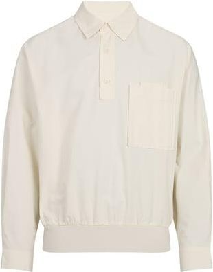 Amomento Chemise unie &agrave; col polo en coton m&eacute;lang&eacute;