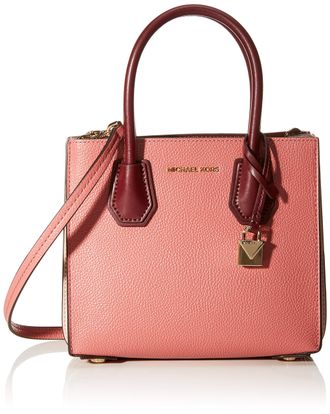 Michael Kors Womens Mercer Pebbled Leather Accordion Crossbody Handtasche, Pink (Rose Multi)