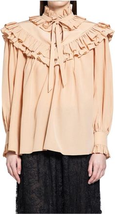 Chlo&eacute; Femme, Blouses et Chemises, Brun, Taille: 38 FR Oversized Ruffle Top