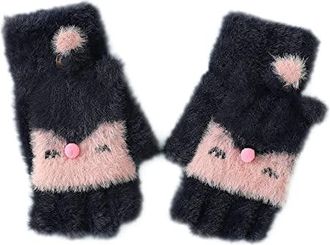 Generic Gants dautomne et dhiver Ms Edition Demi fait r&eacute;f&eacute;rence &agrave; la Clamshell Girl Students Write More Wool Warm Gloves Gants pour femme (bleu marine, taille