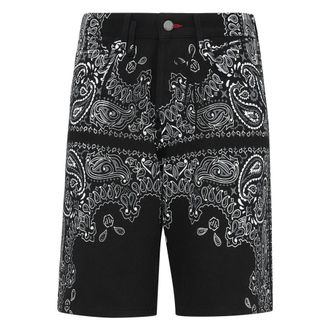 Philipp Plein Denim Shorts Paisley Bandana - - Shorts - Herren - Schwarzk - W31