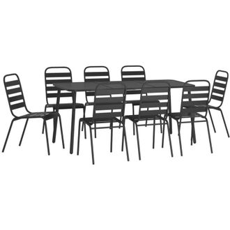 vidaXL Vidaxl - Ensemble table et chaises de jardin 9 pcs - Acier anthracite trait&eacute; - Table 165x80cm - Chaises empilables 110kg - Pour repas en ext&eacute;rieur