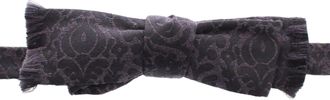 Dolce & Gabbana Mens Gray Black Wool Silk Bow Tie