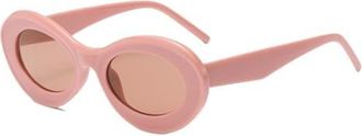 Generic Lunettes De Soleil Ovales R&eacute;tro For Femmes, Protection UV400, Lunettes De Soleil For Hommes For La Conduite Et Les Sports De Plein Air(Pink)