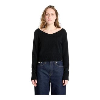 Calvin Klein V-Ausschnitt Wollpullover - Regular Fit - - Knitwear - Damen - Schwarzk - XS