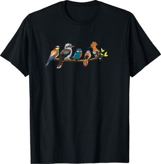 jz.birds Vögel auf einem Ast Wiedehopf Kookaburra Eisvogel Singvogel T-Shirt