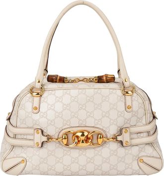 Gucci Crossbody Bags - Gucci GG Leather Monogram Horsebit Handbag - Gr. unisize - in Wei&szlig; - f&uuml;r Damen