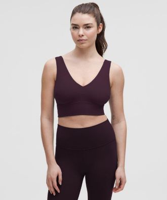 lululemon Align BH mit V-Ausschnitt Leichter Halt DDD/G-Cups f&uuml;r Frauen - Gr&ouml;&szlig;e XL in Black Plum
