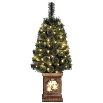 HOMCOM K&uuml;nstlicher Weihnachtsbaum mit LED-Leuchten, 90 cm Christbaum mit Fernbedienung, 8 Licht-Modi, f&uuml;r Weihnachten Deko, Indoor, Gr&uuml;n