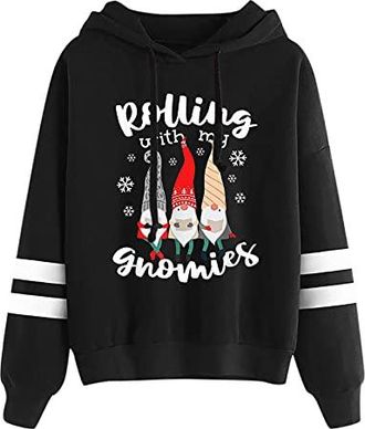 Generic Pull De Noel Femme Pull Noel Femme Sweat Noel Coupe Cool Confortable Top Sweat Capuche Nain Imprimé Manches Longues Décontracté Mode