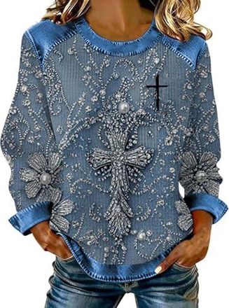 Generic Sweat-shirt ray&eacute; aux couleurs contrast&eacute;es pour femmes, pull d&eacute;contract&eacute; &agrave; manches longues et col rond, tunique confortable &agrave; manches longues, sweatshi