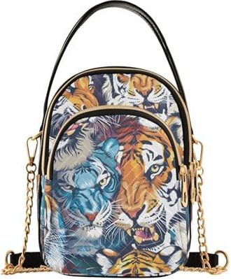 Mnsruu Sac à bandoulière pour femme, motif tigre de la forêt, sac à dos, petit sac à bandoulière avec sangle réglable