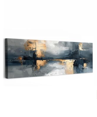 MuchoWow &copy; Leinwandbilder 120x40 cm Decoration Bilder f&uuml;r die Wand Schlafzimmer Canvas Painting XXL Wanddekoration Panorama Gro&szlig;es Wandbild Kunst - Grau - Gold