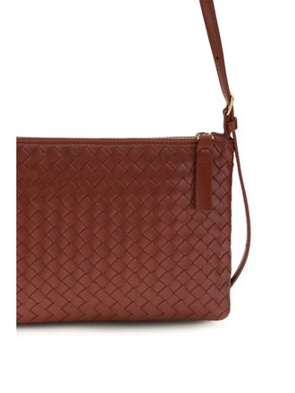 Bottega Veneta Womens Shoulder Bag Intrecciato Calf Leather Lava Red Red-Brass Red/brass