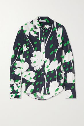 Monse Chemisier En Serge De Soie &Agrave; Imprim&eacute; Fleuri, D&eacute;coupe, Liens Et Drap&eacute; - Bleu