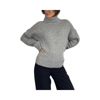 Sams&oslash;e & Sams&oslash;e Jersey Turtleneck - Femme - Pulls - Gris - Taille: 38 FR
