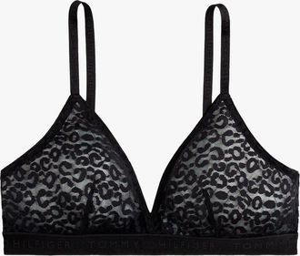 Tommy Hilfiger Soutien-gorge triangle &agrave; dentelle et motif l&eacute;opard