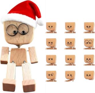 Generic 12 St&uuml;ck Weihnachten Sch&uuml;ttelf&uuml;&szlig;e Holzpuppe Handgemachte Sch&uuml;tteln Holzmann Figur Auto Armaturenbrett Dekor Desktop Ornament Niedliche Spielzeug Gesch